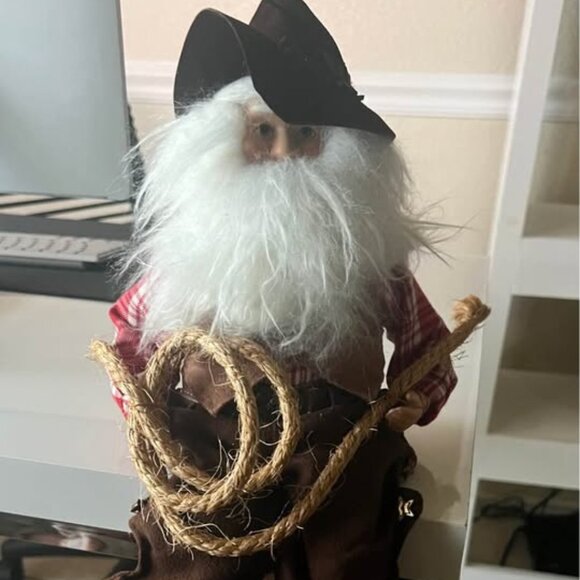 Holiday | Cowboy Santa Western Figure Rancher Porcelain Hands Face ...
